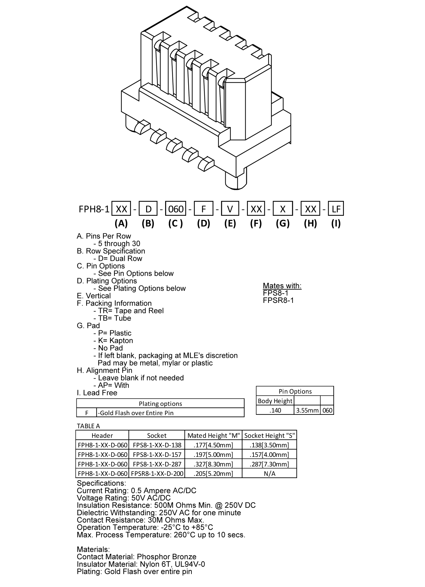 Connecteurs PCB 0,80mm FPH8-1 - Sonectrad-BRN
